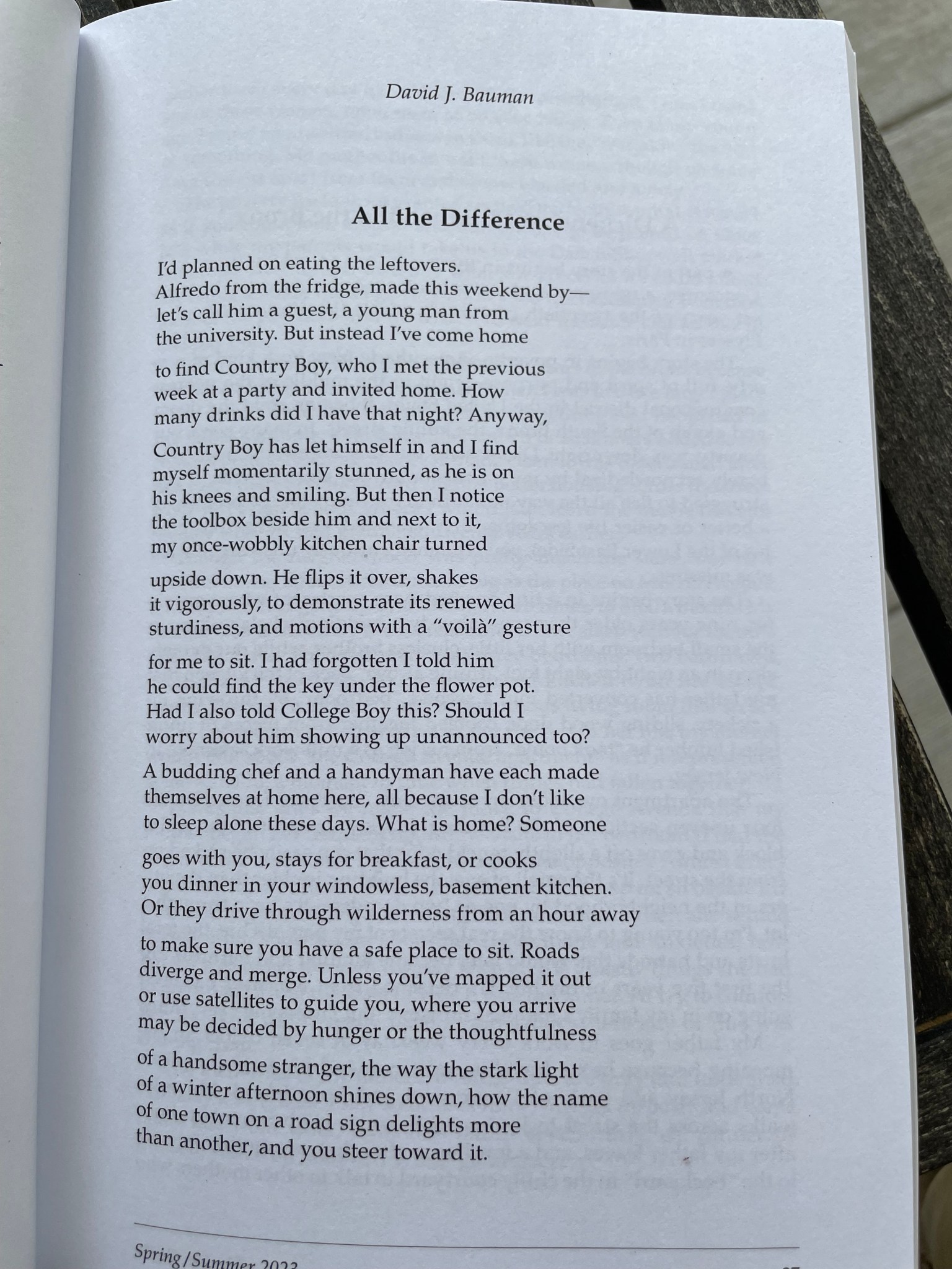 All the Difference, Poem in the MacGuffin – David J Bauman
